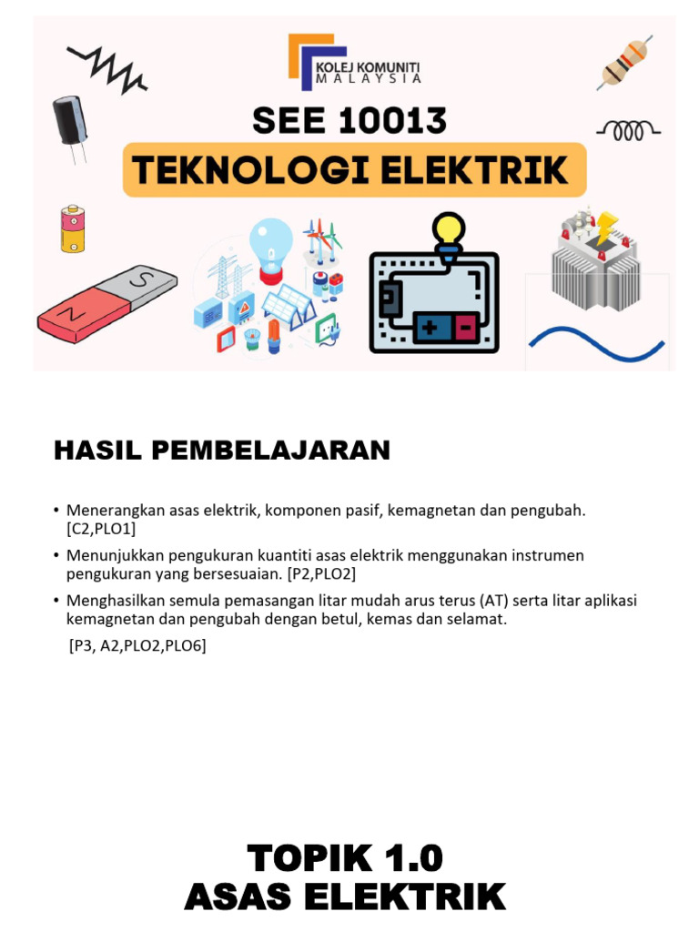 Topik 1 - Asas Elektrik | PDF