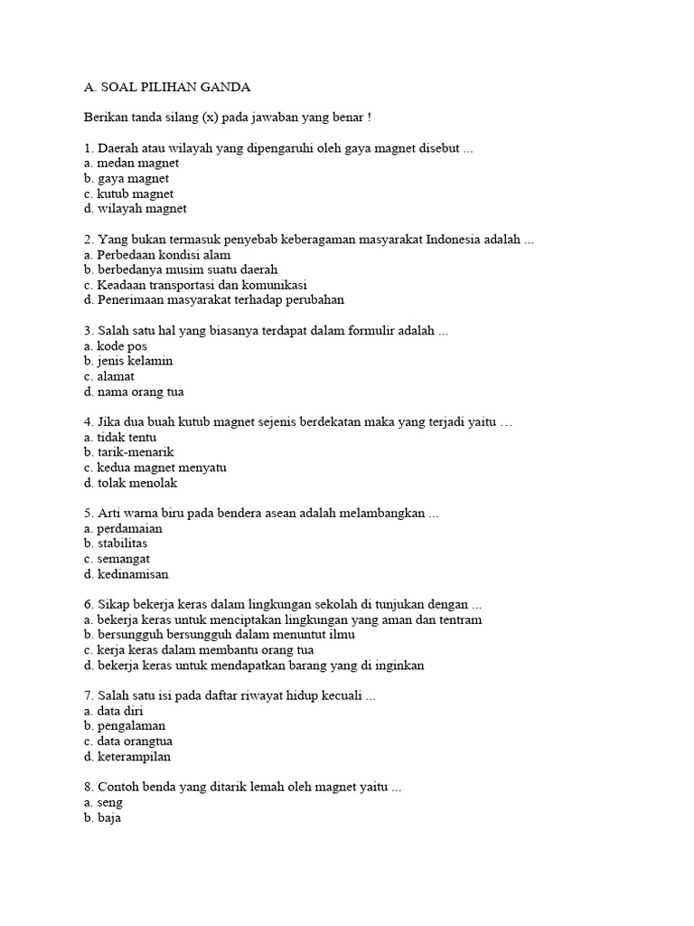 Soal Ujian Tema 5 | PDF