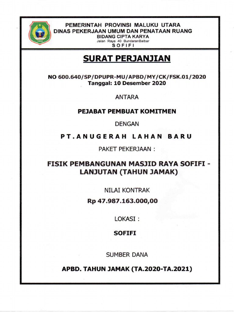 Kontrak SPBBJ SPK | PDF
