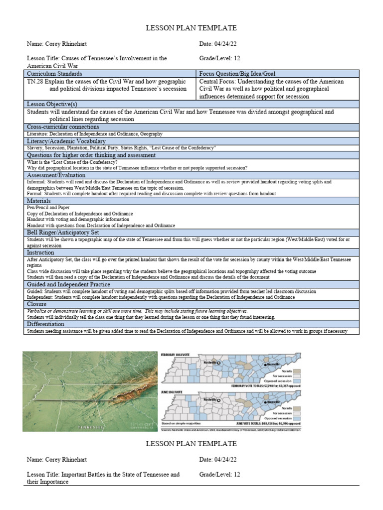 3 Lesson Plans | PDF | Lesson Plan | American Civil War