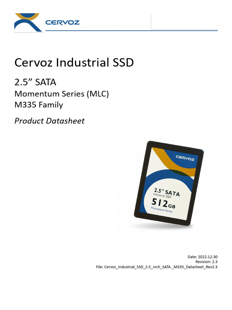 Cervoz - Industrial - SSD - 2 5 - Inch - SATA - M335 - Datasheet - Rev2 | PDF | Solid State ...