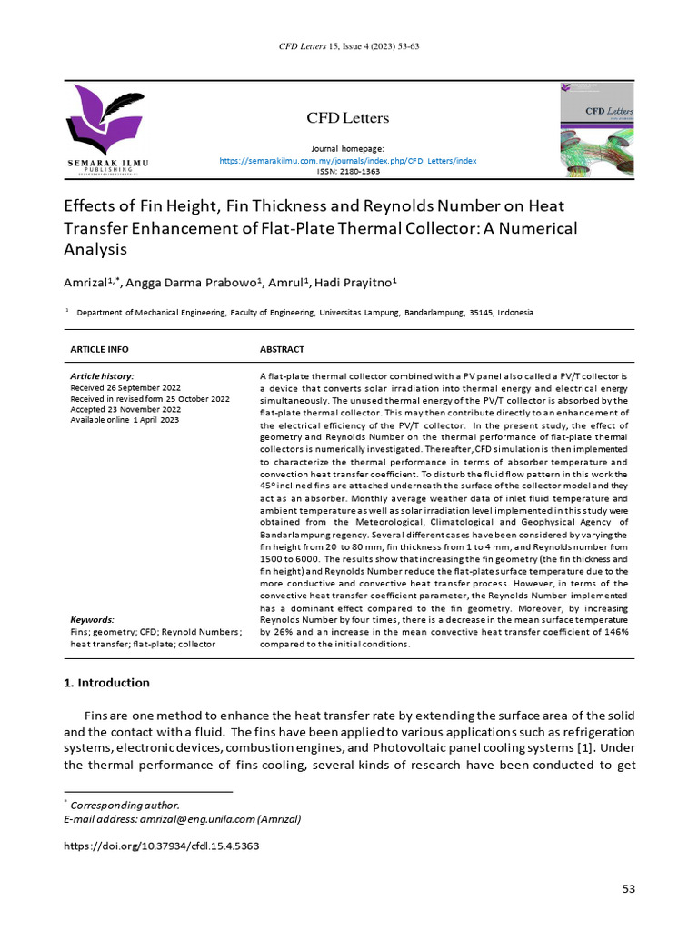 CFD Letters Amrizal | PDF | Heat Transfer | Convection