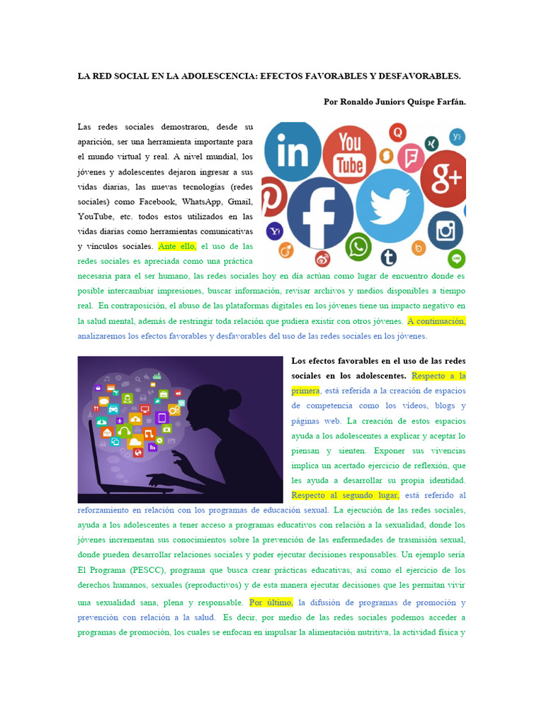 Articulo Final, Ronaldo. | PDF | Servicio de redes sociales | Adolescencia