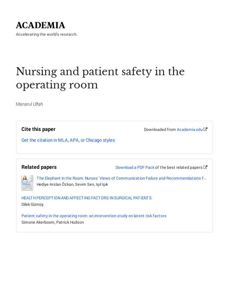 Nursing Patient Safety in Or-With-Cover-Page-V2 | PDF | Nursing ...