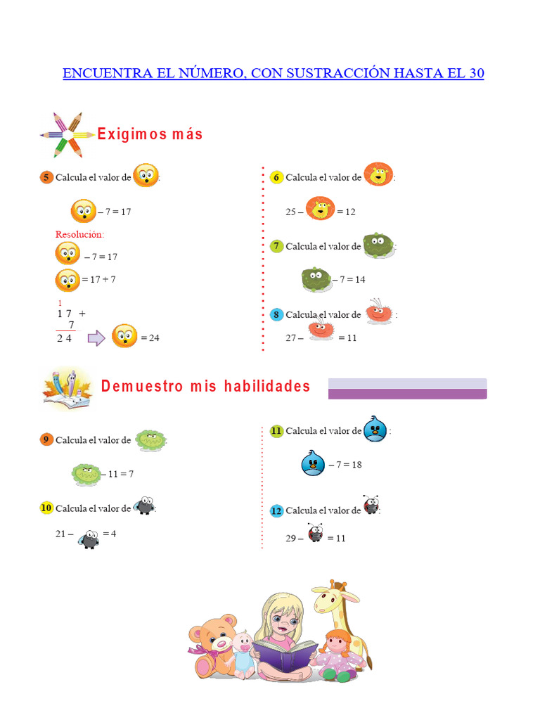 Encuentra El N Umero Con Sustracción | PDF