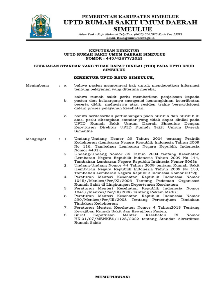 SK TDD Akreditasi | PDF