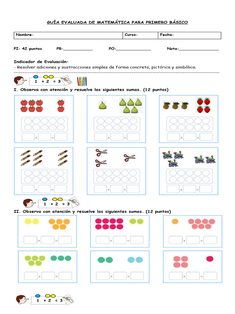 Guia Evaluada Sumas | PDF