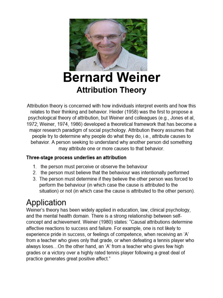 Bernard Weiner | PDF | Mental Processes | Psychology