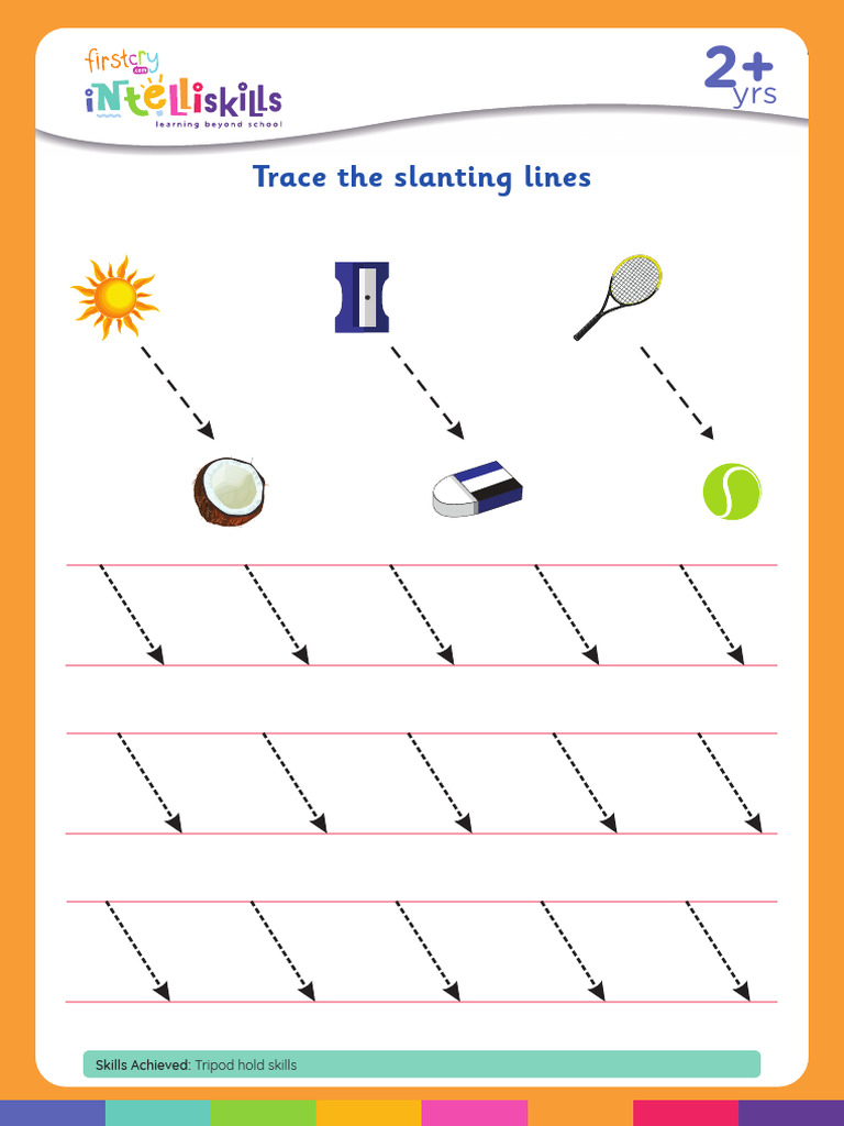 Slanting Line Tracing for Preschoolers | PDF
