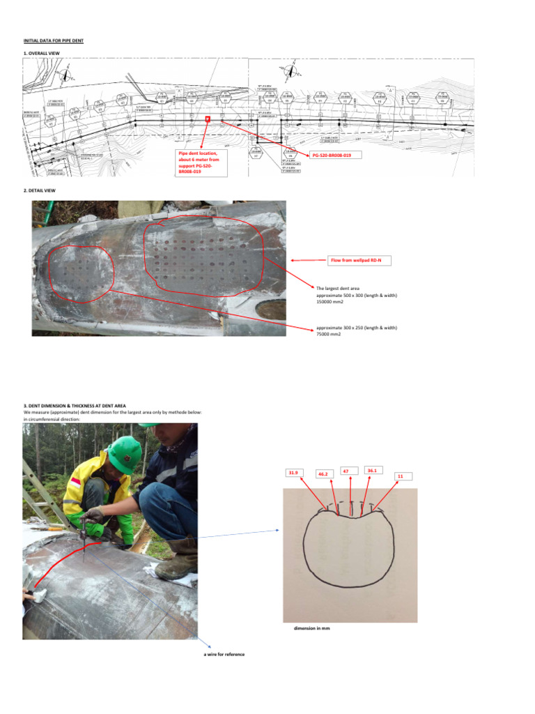Pipe Dent & Thickness Measurement (Initial Data) | PDF