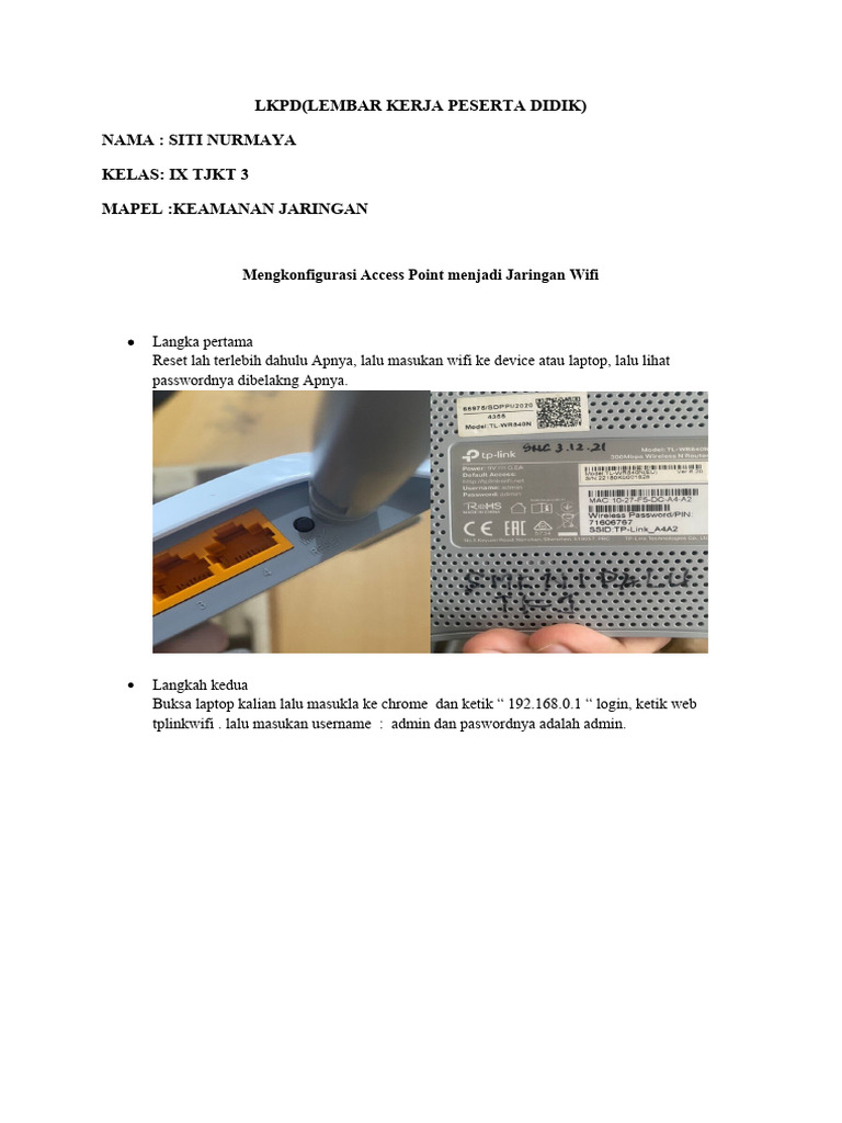 LKPD Setting TP Link | PDF