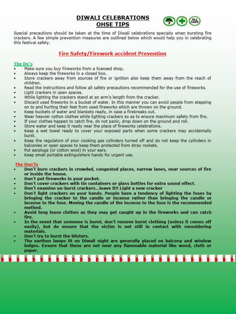 Diwali Celebrations Health & Safety Tips | PDF