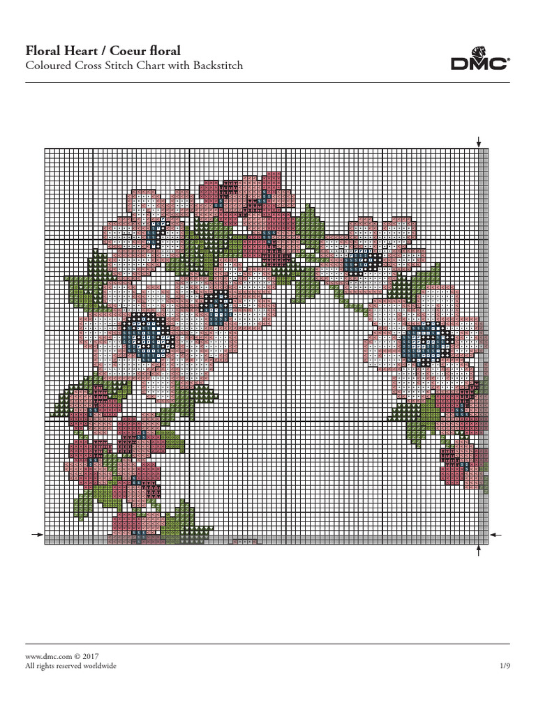 Floral Heart in DMC PAT0157 Downloadable PDF - 2 | PDF | Embroidery | Yarn