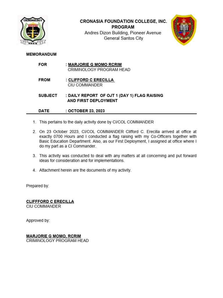 Accomplishment-Report-Erecilla October 23 | Download Free PDF | Military