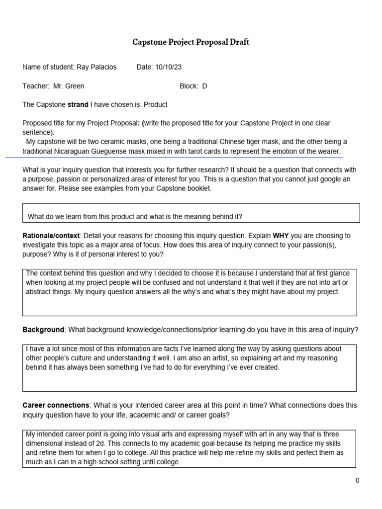 Capstone Project Proposal Draft | PDF | Mentorship | Question