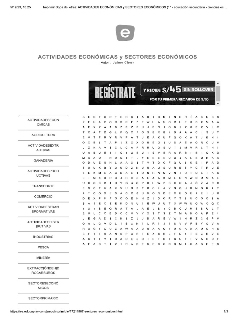 sopa de letra actividades economicas | PDF