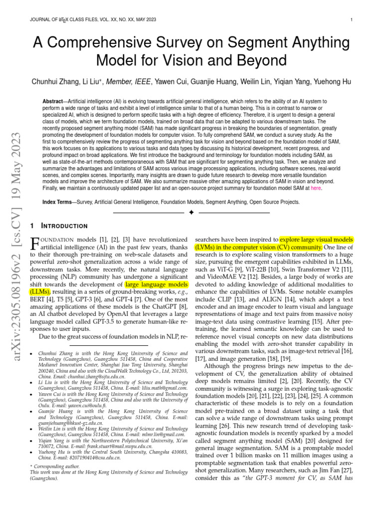 A Comprehensive Survey On Segment Anything Model For Vision and Beyond ... A Comprehensive Survey On Segment Anything Model For Vision and Beyond ...