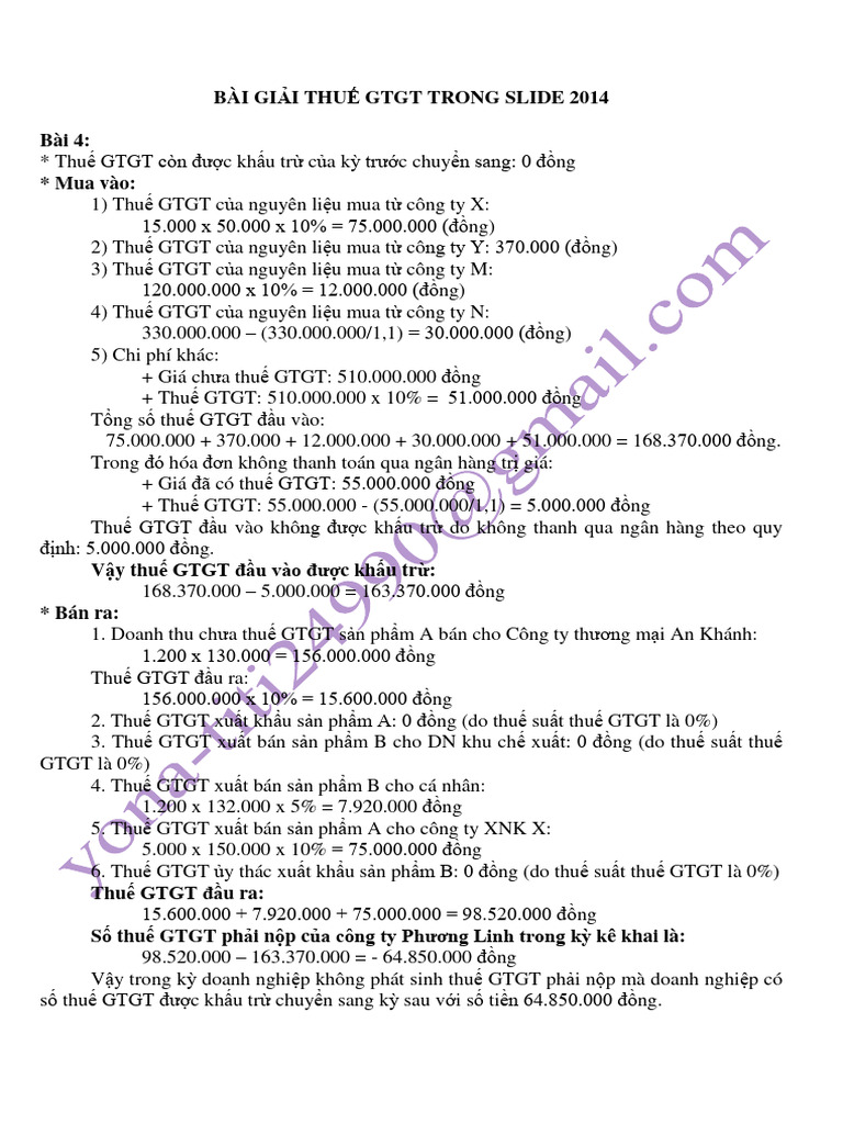 Bai Giai Thue GTGT Trong Slide 2014 | PDF