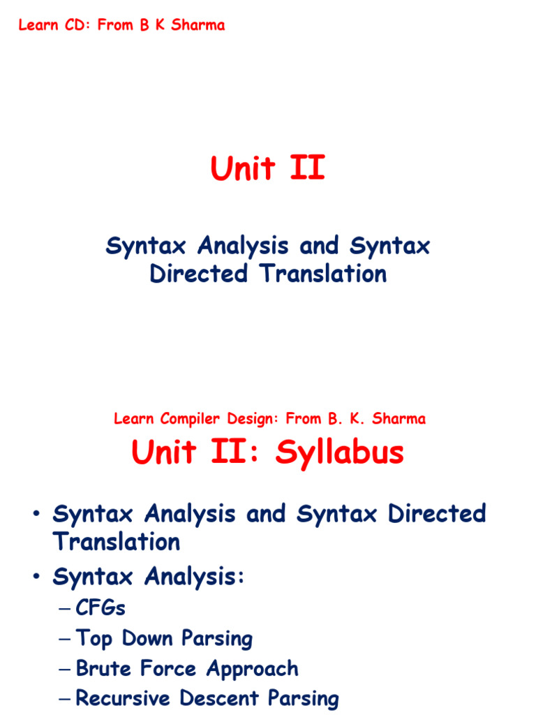 BKS Unit II-Construction of Syntax Trees and DAG | PDF | Parsing | Metalogic