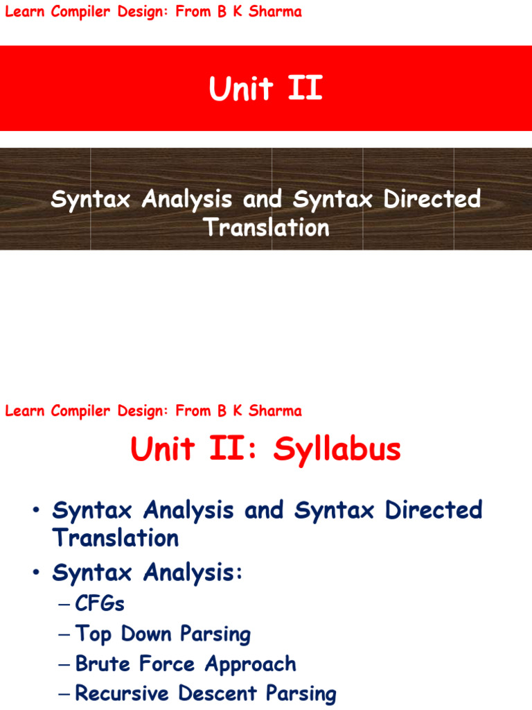 BKS Unit II-Syntax Directed Definitions New | PDF | Parsing | Compiler