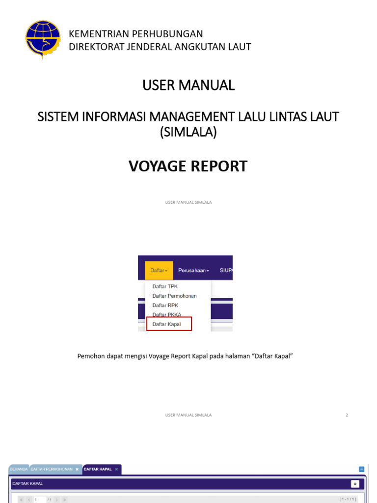 Panduan Voyage Report Kapal SIMLALA | PDF | Bisnis