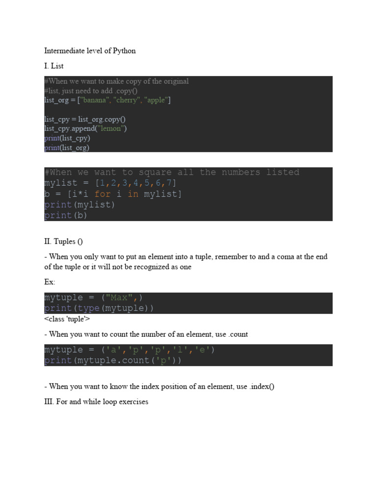 Intermediate Level of Python | PDF | Computer Engineering | Software Development