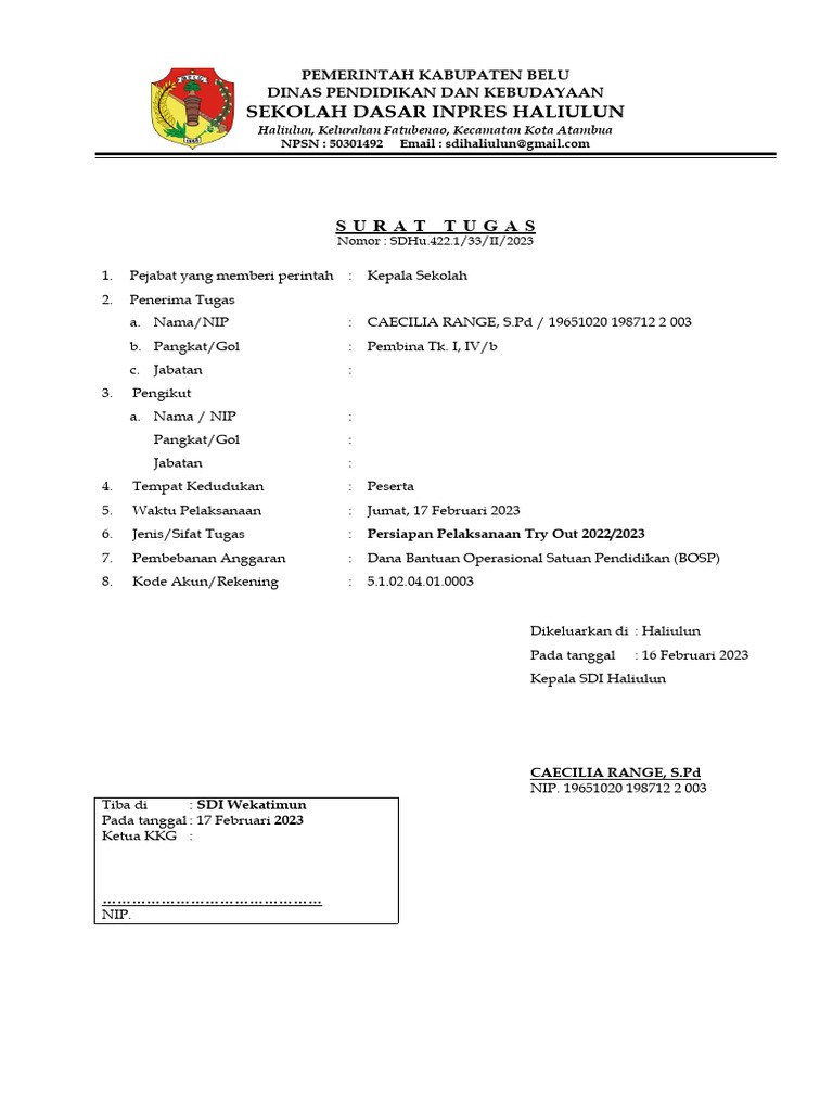 0.surat Tugas K3S 17 Februari 2023 | PDF