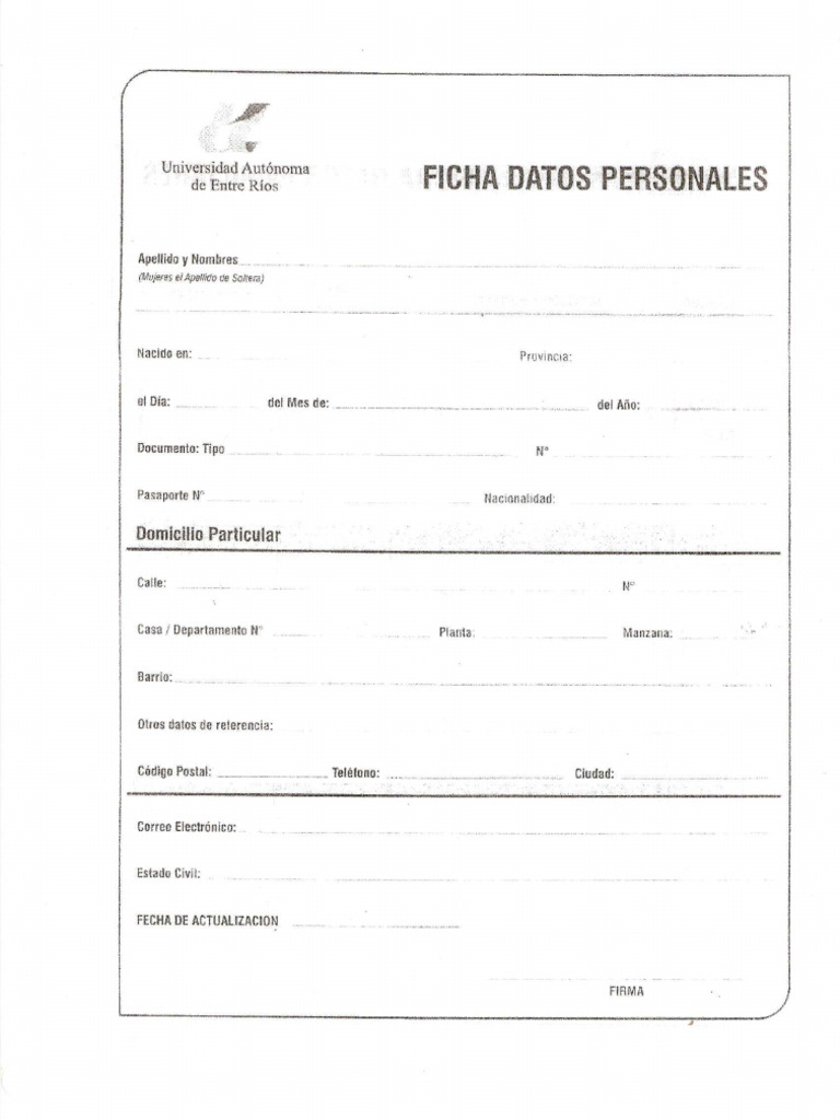 Ficha de Datos Personales | PDF