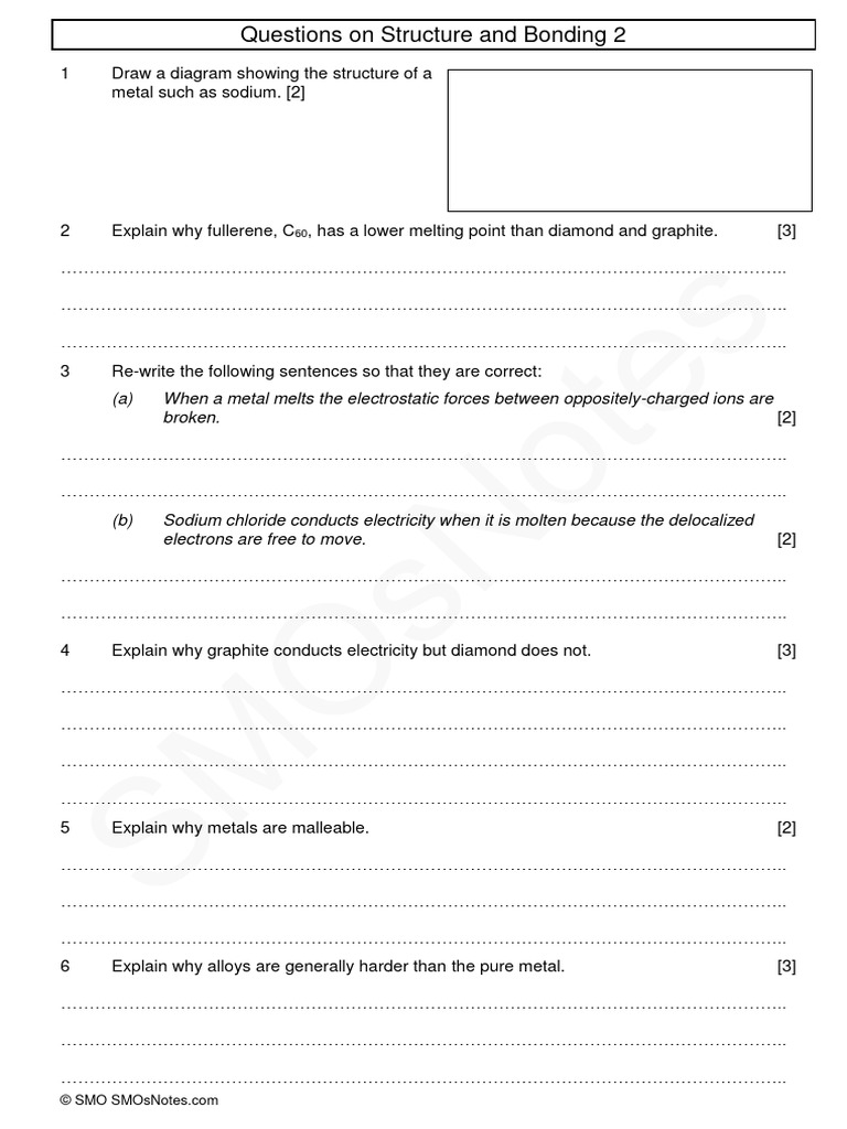 Bonding and Structures Questions 2 | PDF | Steel | Chemical Bond