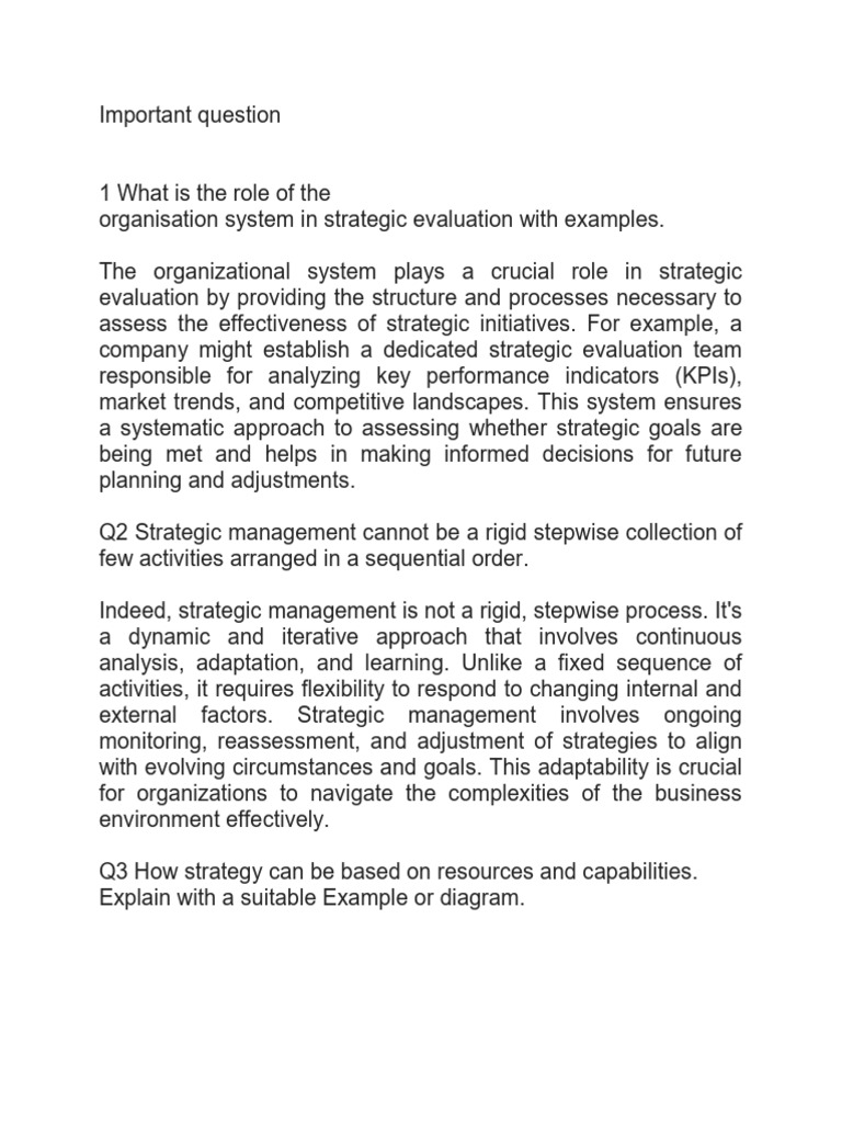 Important Question | PDF | Strategic Management | Performance Indicator