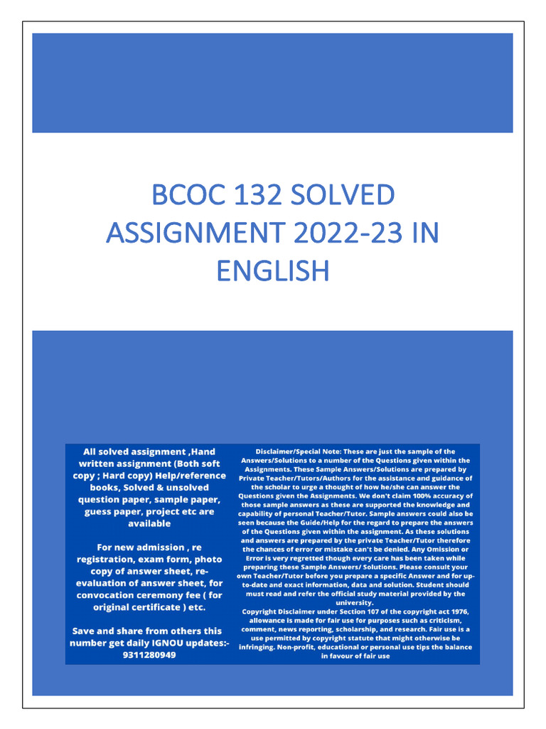 Bcoc 132 2022-23 em | PDF | Leadership | Lease