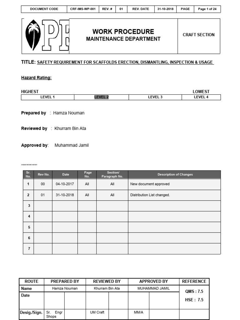 Scaffolding Procedure - PFL (3) (3) 2 | PDF | Scaffolding ...