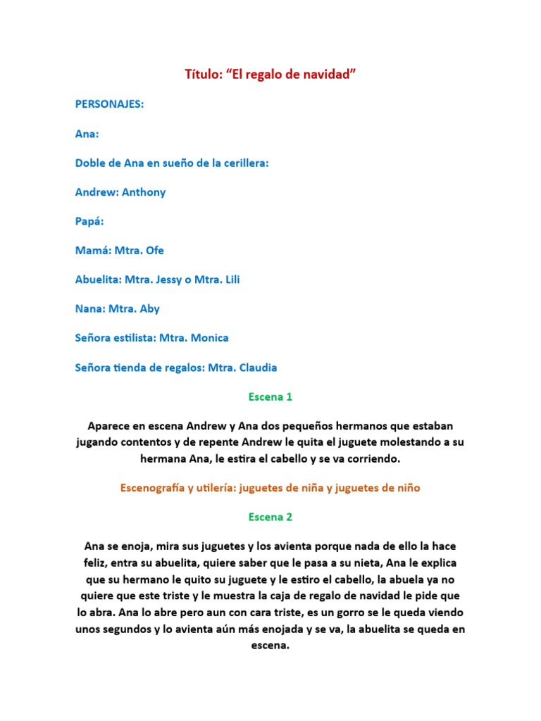 Guion - Obra Teatral Navideña en Mimo | PDF | Novela negra, policíaca y suspenso | Poesía