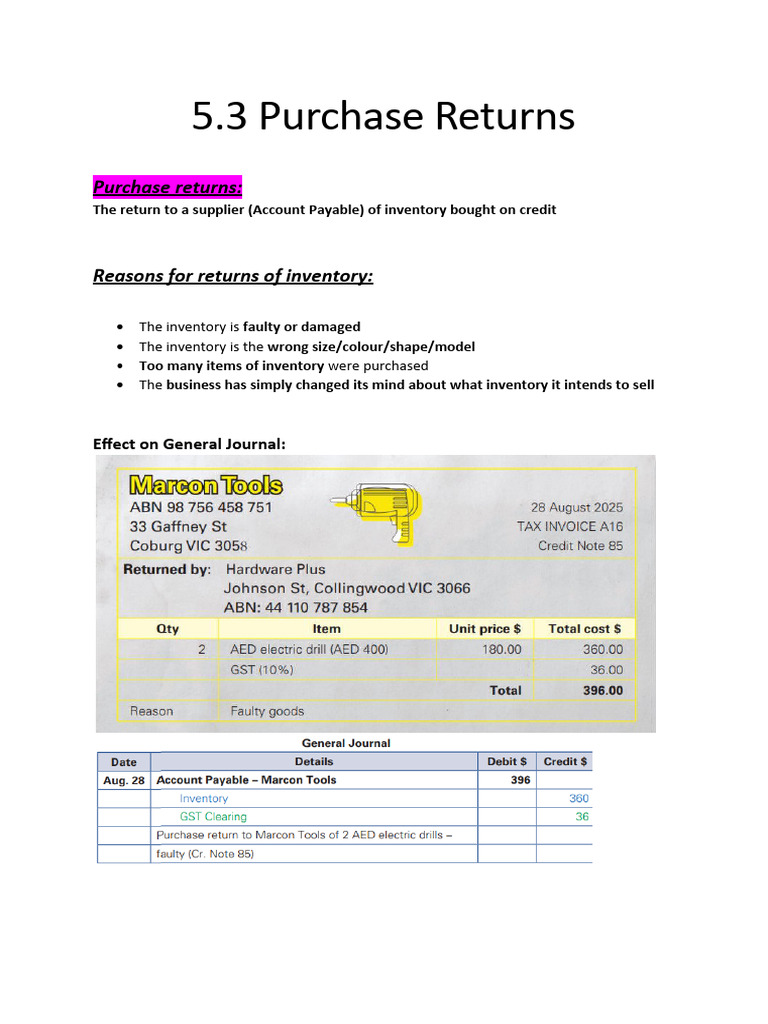 Purchase Returns | PDF