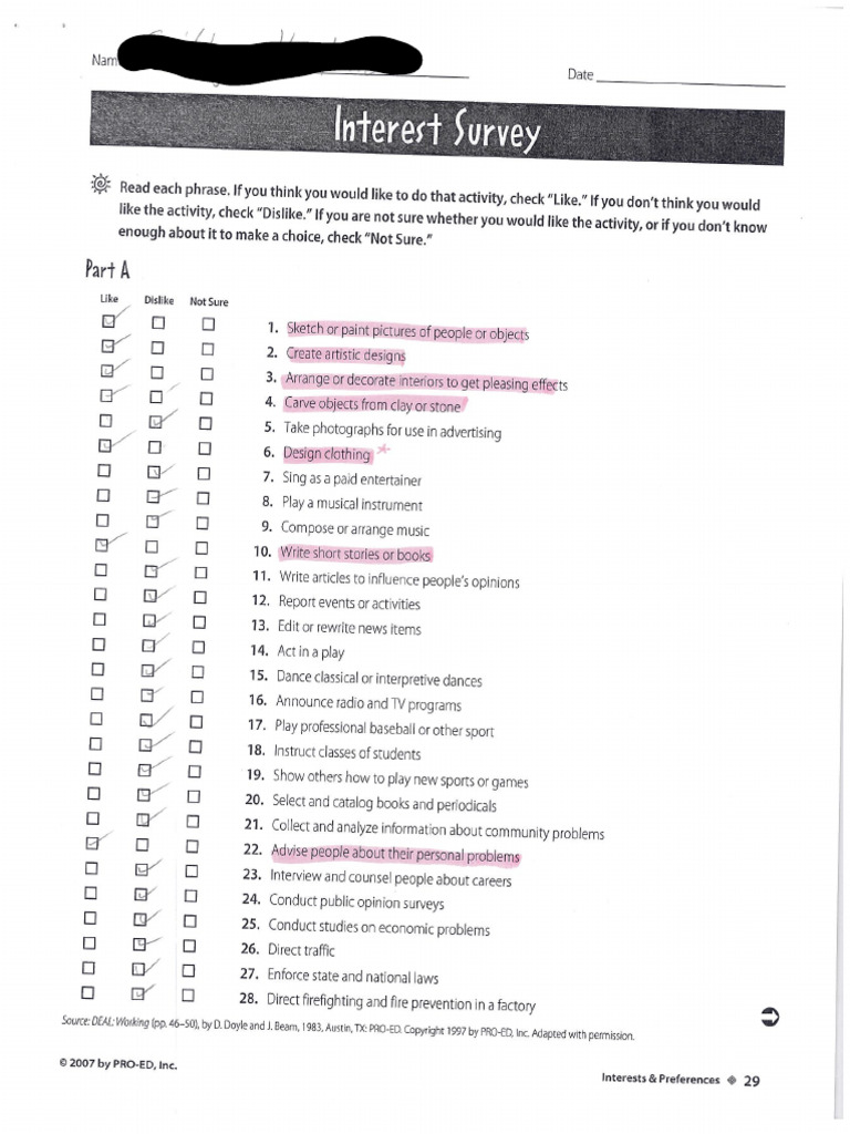 interest inventory | PDF interest inventory | PDF