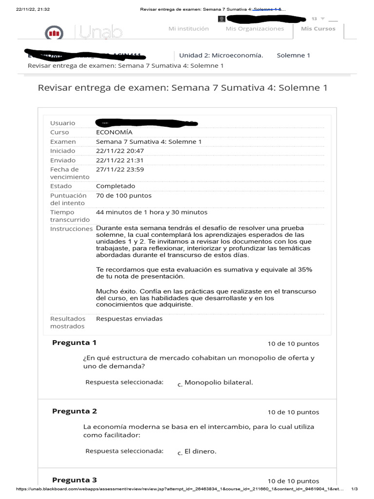 Revisar Entrega de Examen - Semana 7 Sumativa 4 - Solemne 1 &.. | PDF | Mercado (economía ...