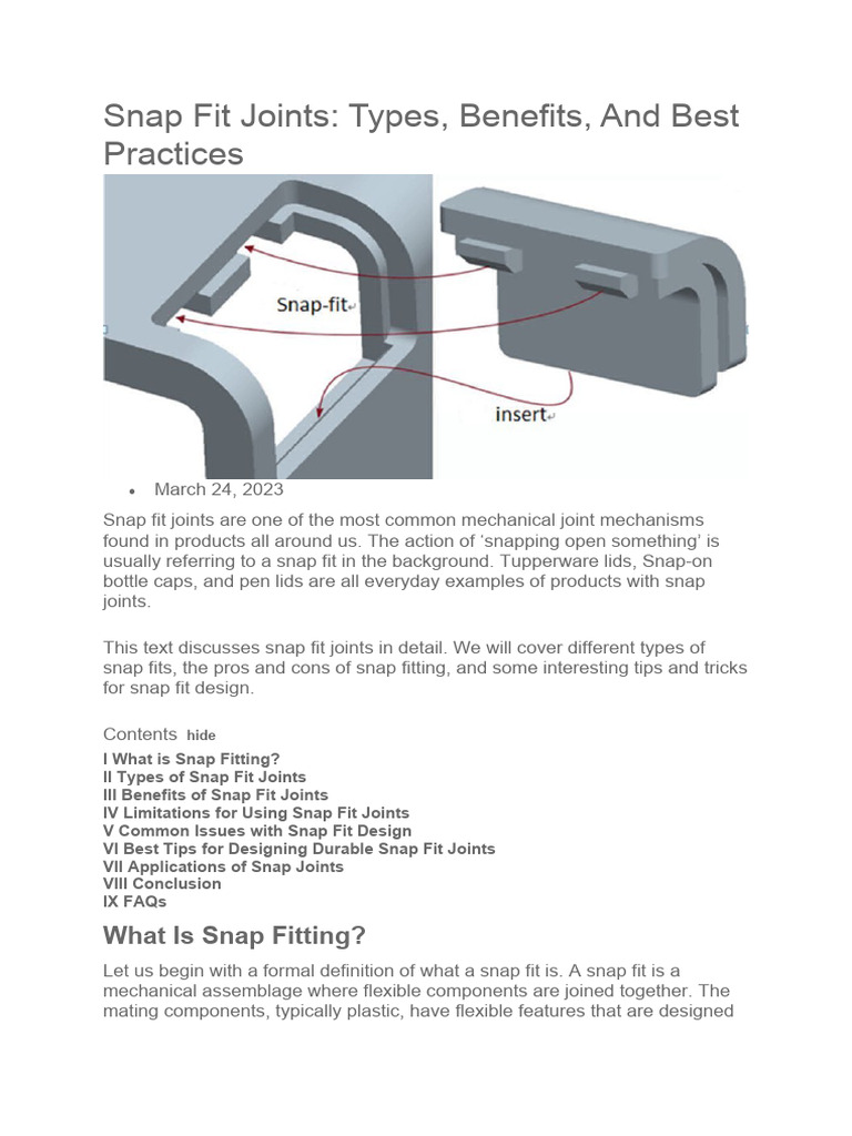 Snap Fit | PDF | Fatigue (Material) | Creep (Deformation)