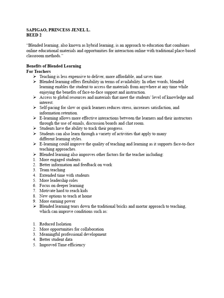Assignment Blended Learning Pdf Educational Technology Learning