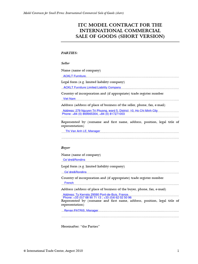 Small Firms' Intl. Sale Contract Guide | PDF | Business Law | Economies