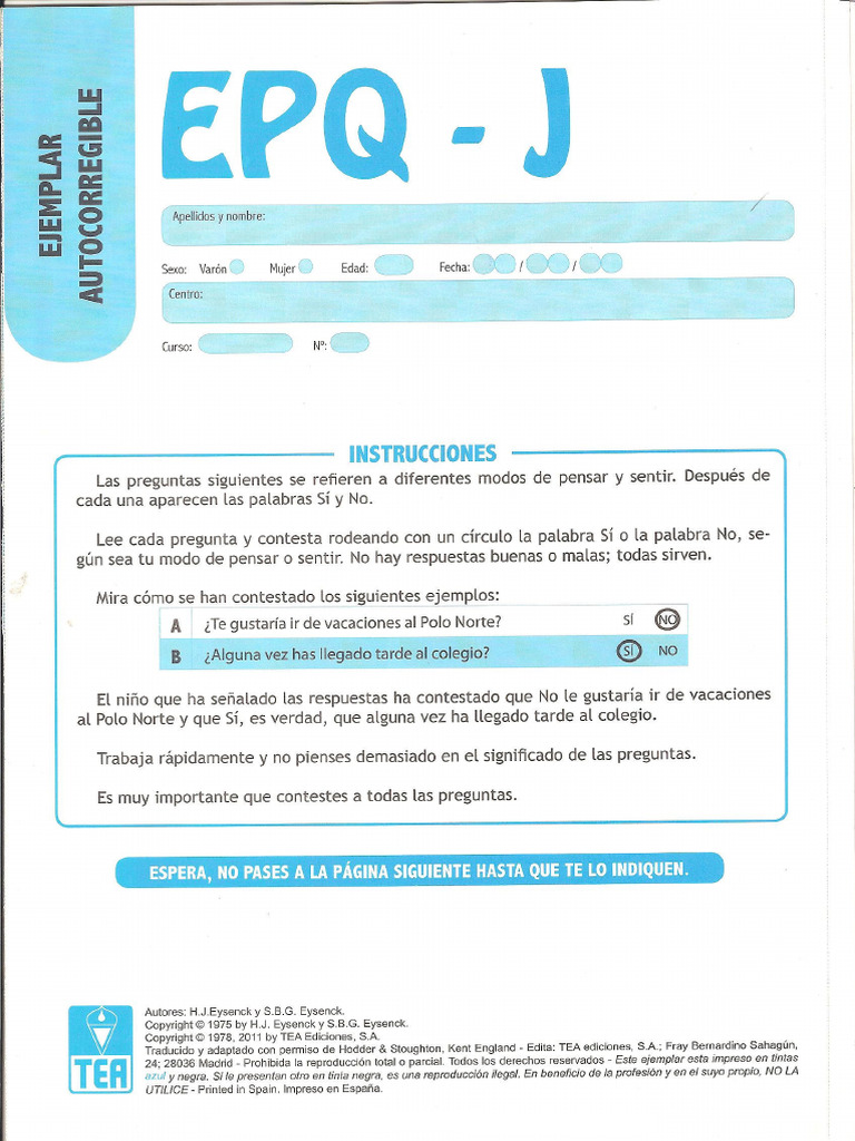 EPQ-J Manual Overview | PDF | Home & Garden | Science & Mathematics