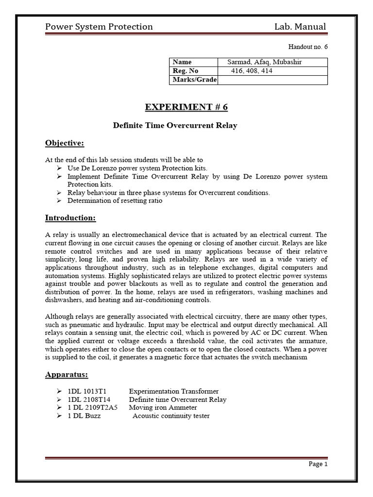 PSP Manual - 6 | PDF | Relay | Switch