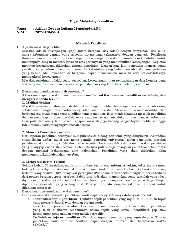 Cara Menemukan Masalah Penelitian | PDF | Karier & Perkembangan