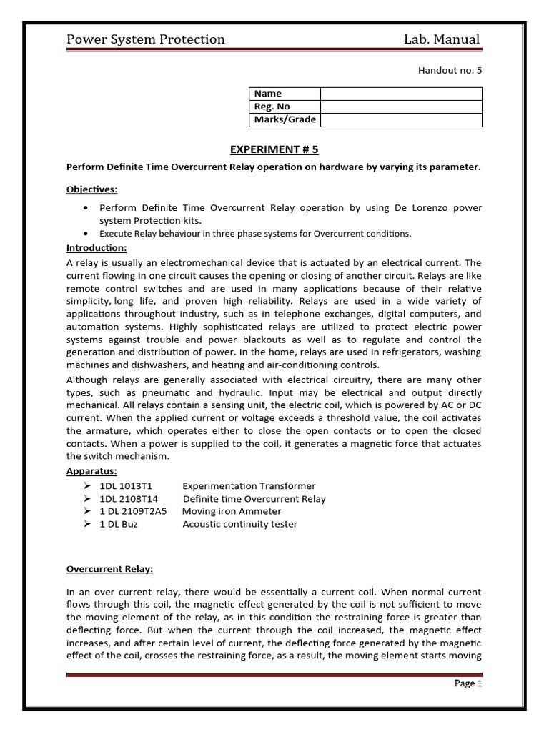 PSP Manual 5 | PDF | Relay | Inductor