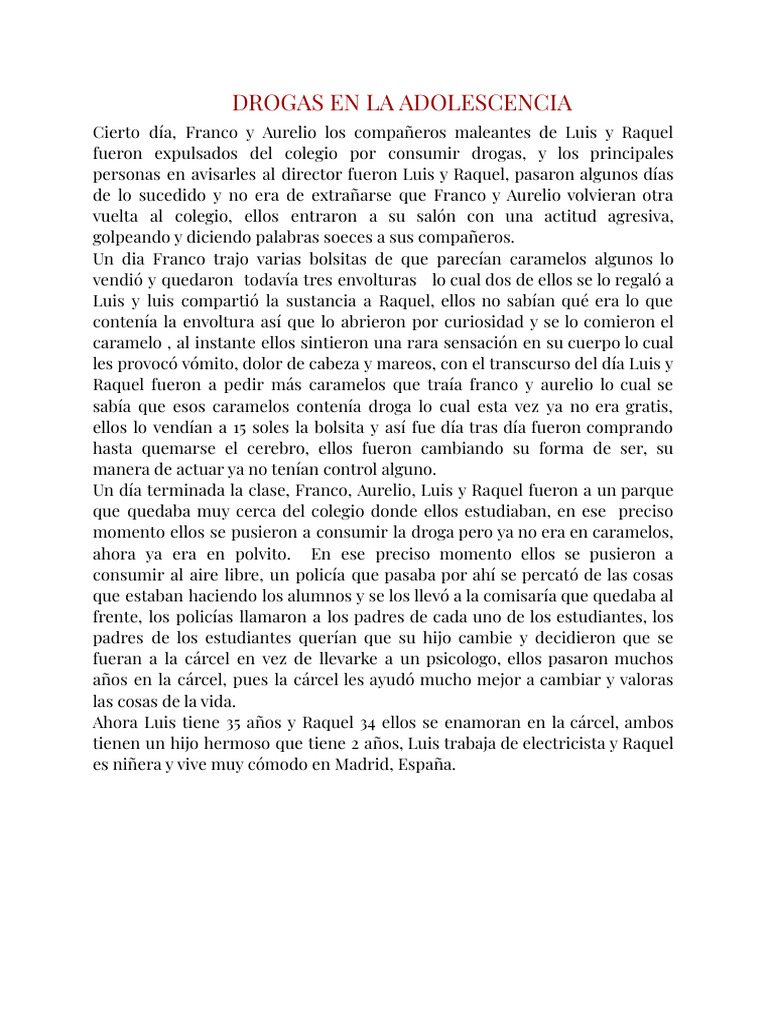 Drogas En La Adolescencia Pdf