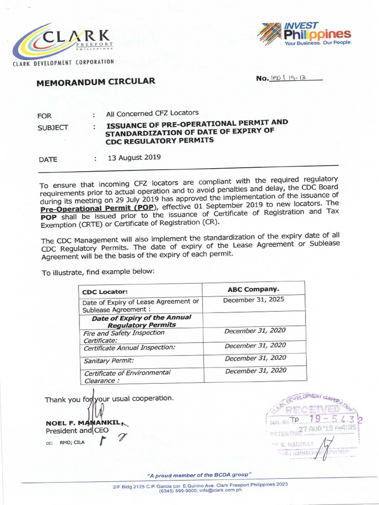 MC AUGUST 13 2019 Pre-Operational-Permit | PDF