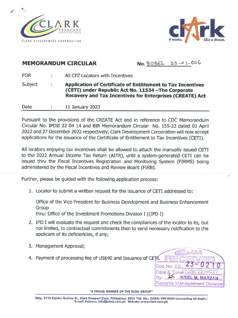 MC Bdbeg 23-01-006-Application of Ceti | PDF