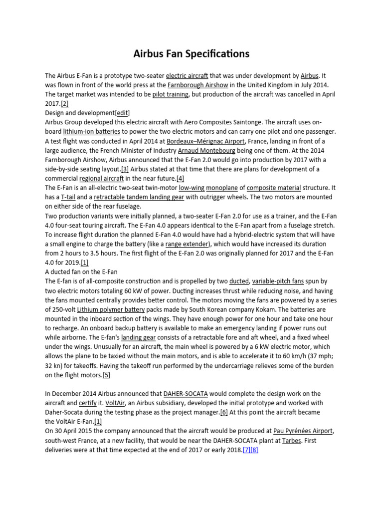 Airbus Fan Specifications | Download Free PDF | Aircraft | Aviation