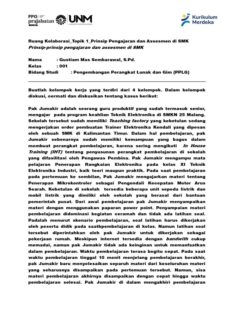 Ruang Kolaborasi - Topik 1 - PPA | PDF