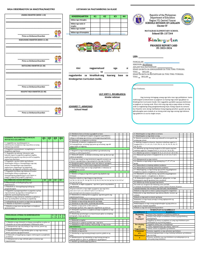 Progress Report Card Sy 21-22 | PDF