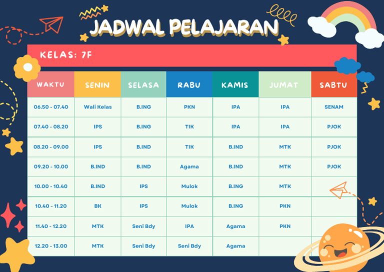 Jadwal Kelas 7F | PDF